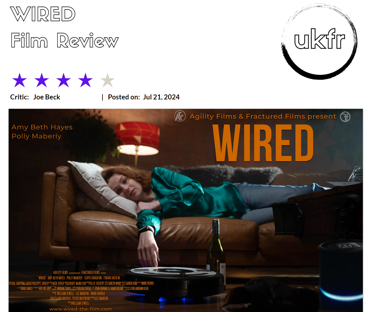 Top Rating for "Wired": Four Stars from UK Film Review - WiRED